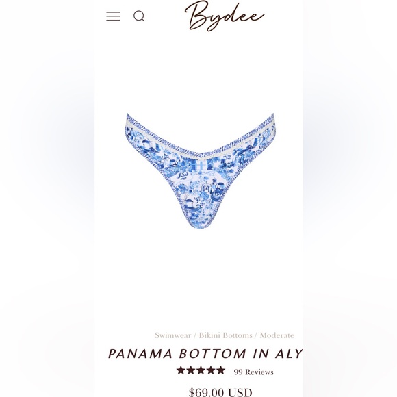 Bydee | Swim | Bydee Alythia Panama Bikini Bottom In Greek Print | Poshmark